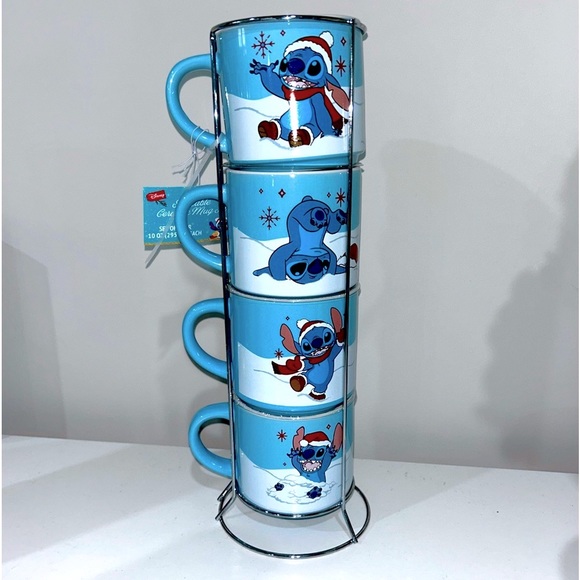Disney | Dining | Disney Stitch Stacker Ceramic 4 Set Holiday Christmas ...